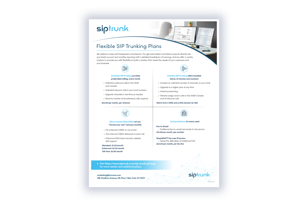 SIP Trunking Reseller Data Sheets | Cloud SIP Trunk Company
